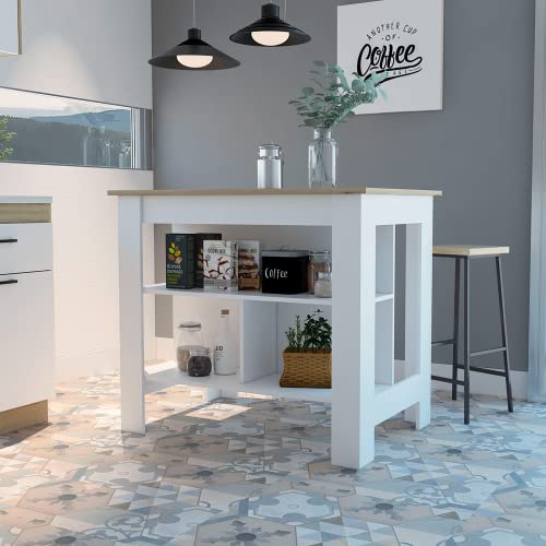 Tuhome Cala Kitchen Island White - Kitchen and Home Store